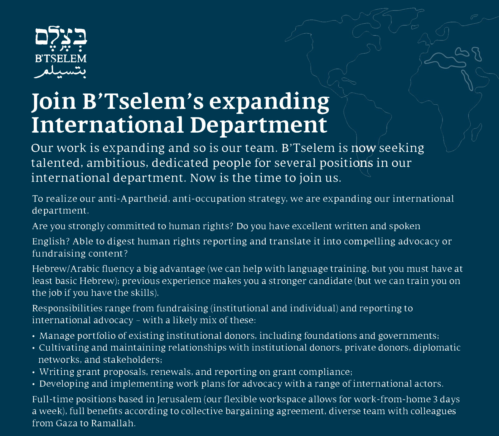 Positions at B'Tselem | B'Tselem